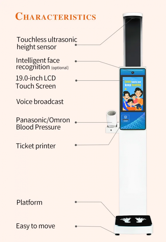 Large Screen Smart Height Scale with Print Function BMI Analyzer ...